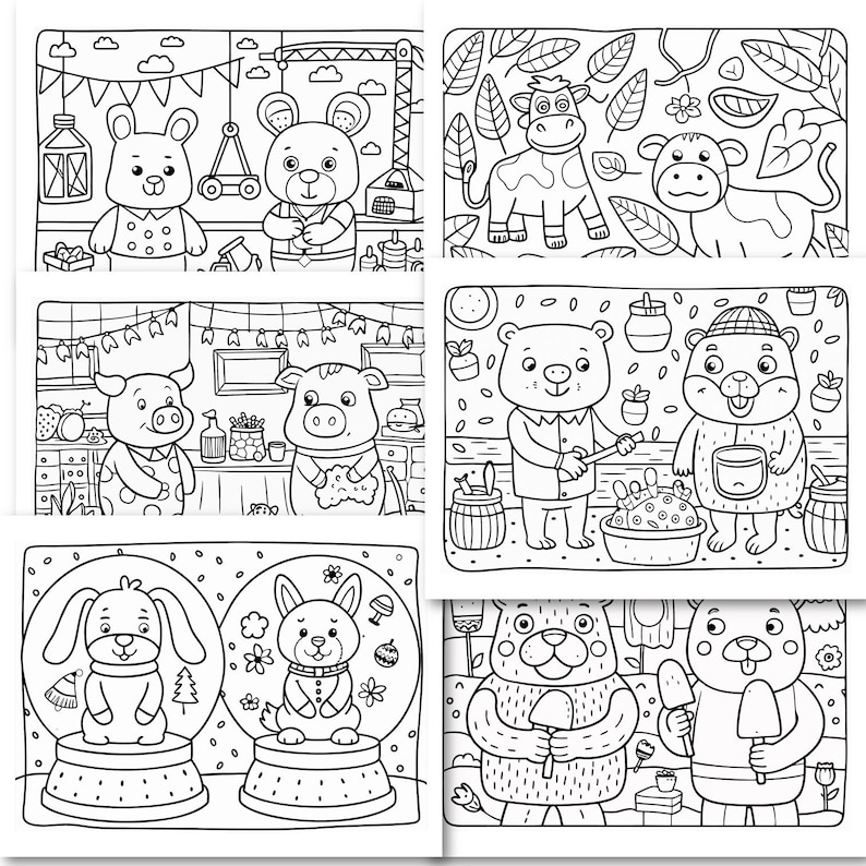 Cozy Friends: Super Cute Animal Characters Coloring Book, 100 Pages ...