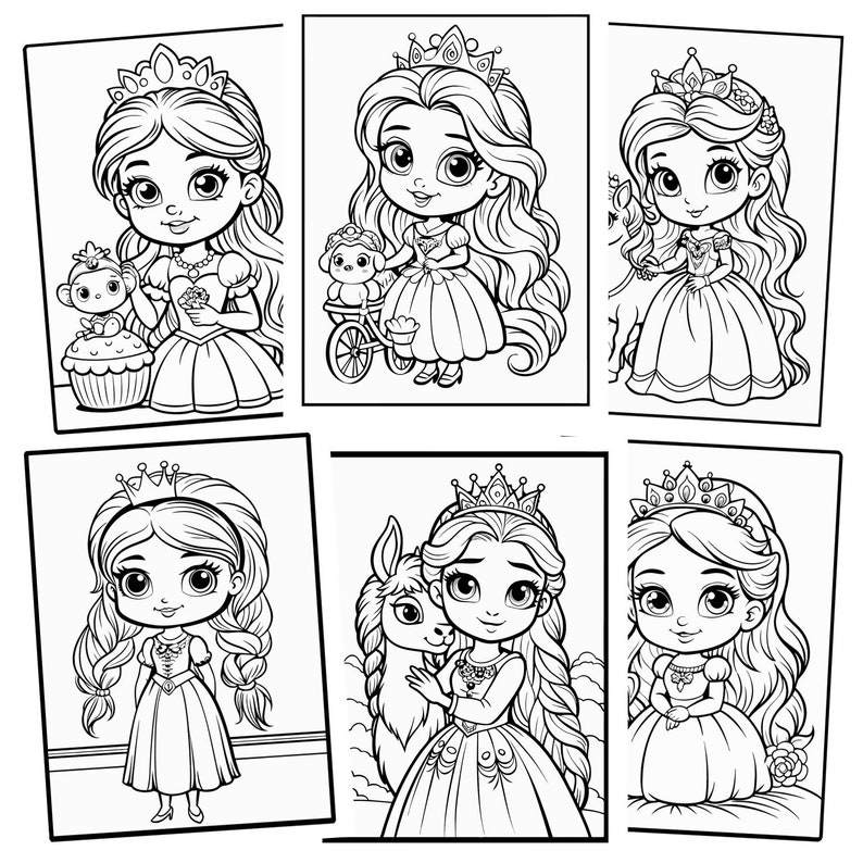 Princess Coloring Pages for Kids, 100 Coloring Pages, Princess Coloring ...