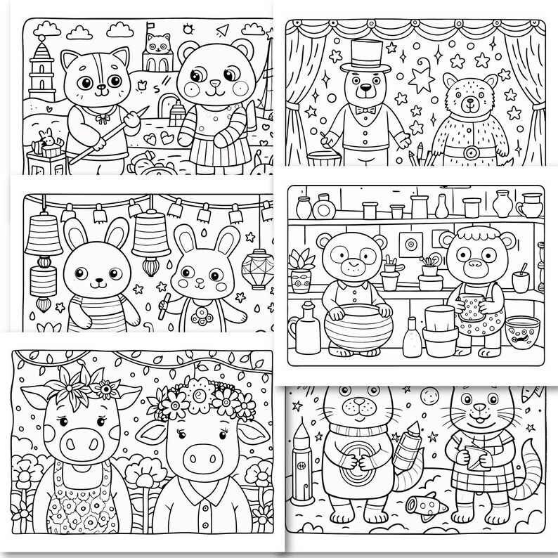 Cozy Friends: Super Cute Animal Characters Coloring Book, 100 Pages ...
