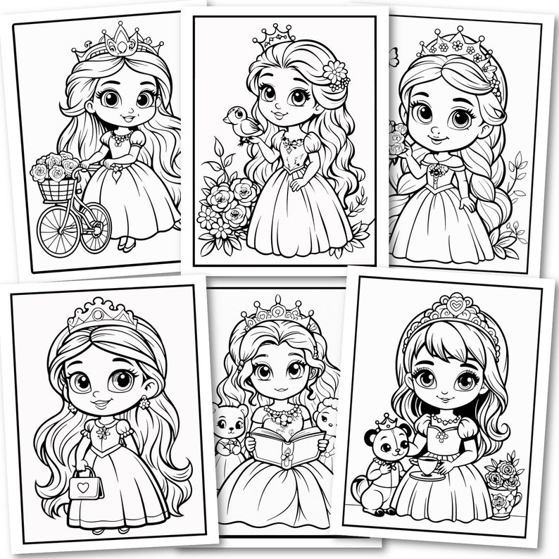 Princess Coloring Pages for Kids, 100 Coloring Pages, Princess Coloring ...