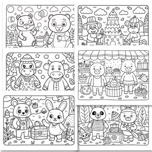 Cozy Friends: Super Cute Animal Characters Coloring Book, 100 Pages ...