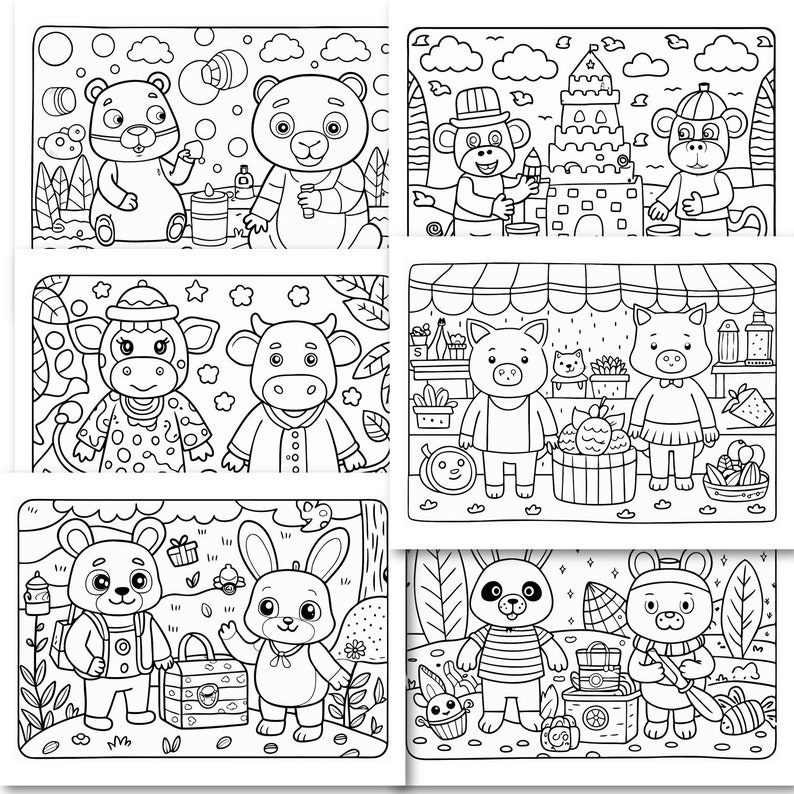 Cozy Friends: Super Cute Animal Characters Coloring Book, 100 Pages ...