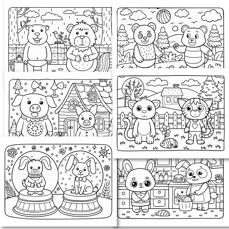 Cozy Friends: Super Cute Animal Characters Coloring Book, 100 Pages ...