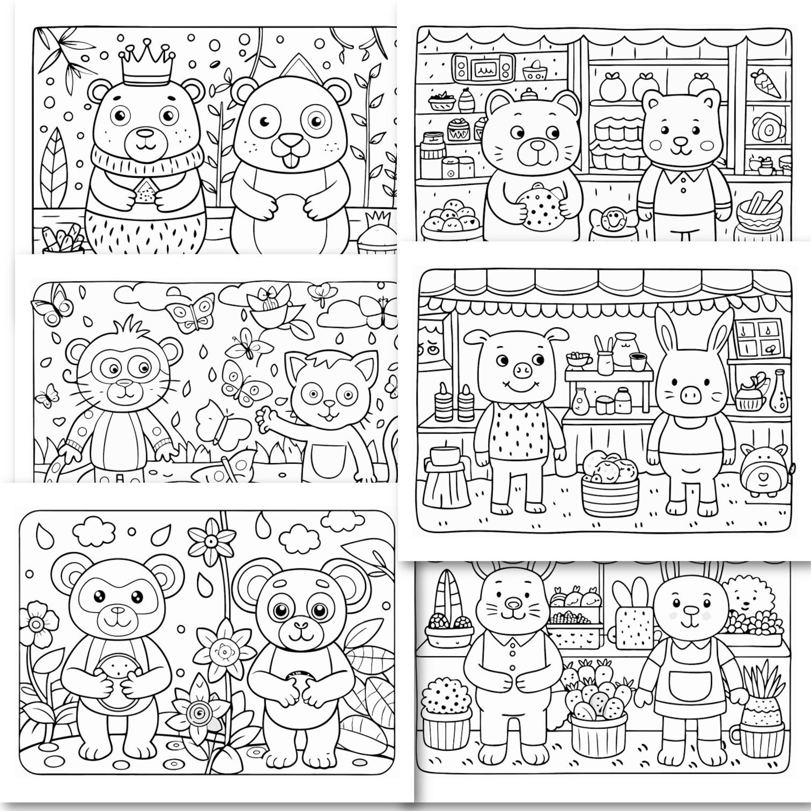 Cozy Friends: Super Cute Animal Characters Coloring Book, 100 Pages ...