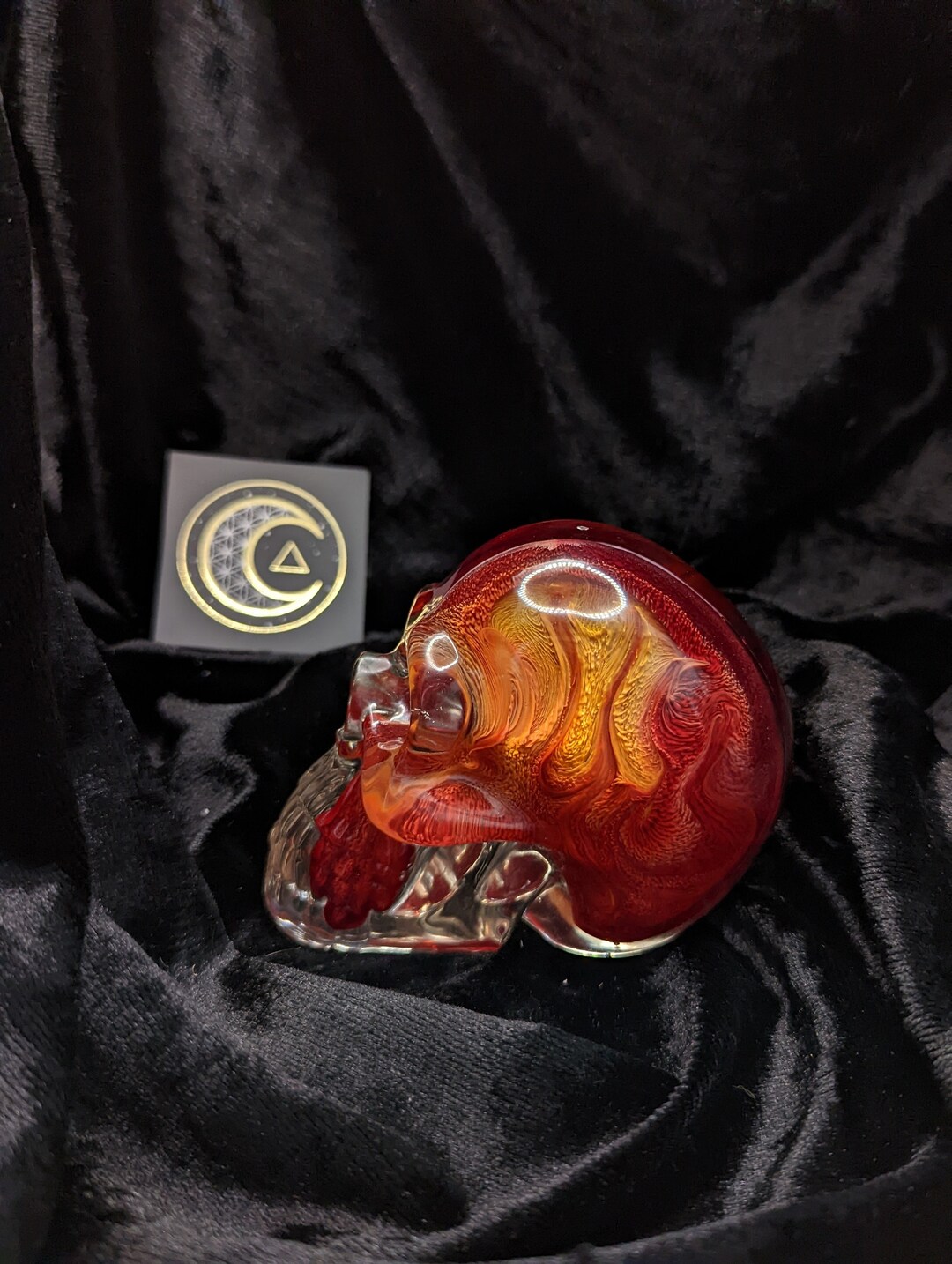 Skull Ablaze, Side Flame Skulls, Resin Skull Ornament, Paperweight ...