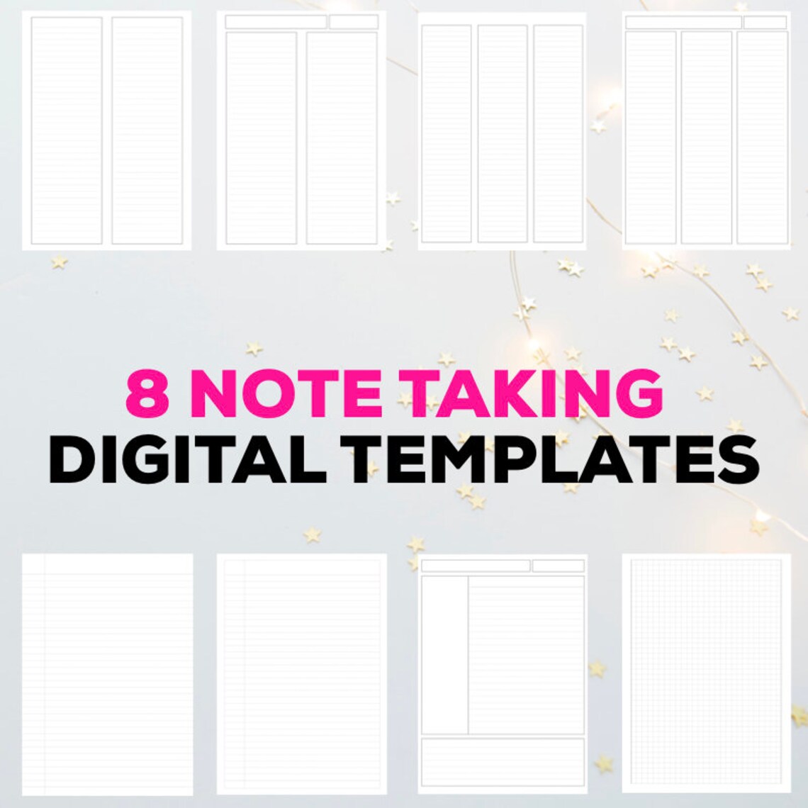 8 Digital Note Taking Templates for Goodnotes and Noteability | Tablet ...