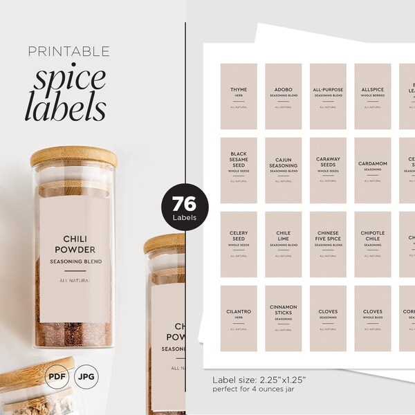 Diy Spice Labels - Etsy