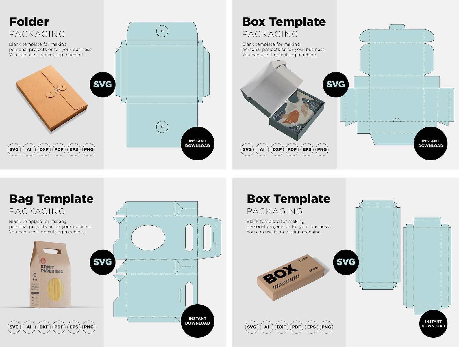 SVG Bundle, 14 Templates Cut Files Bundle, SVG Packaging, Gift Box ...
