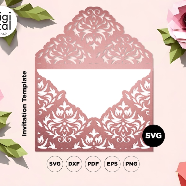 Lace Wedding Invitation Template - Etsy