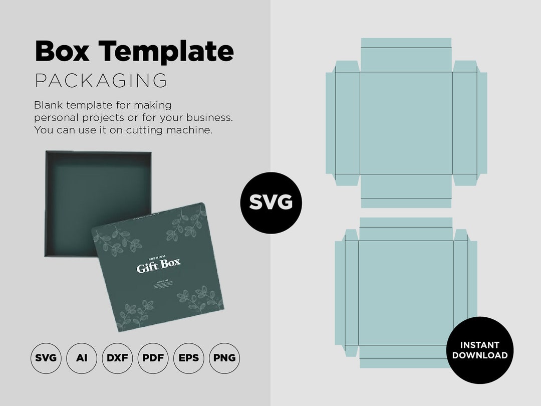 Gift Box With Svg Template, Cube Box Svg, Square Box Svg, Cricut Cut ...