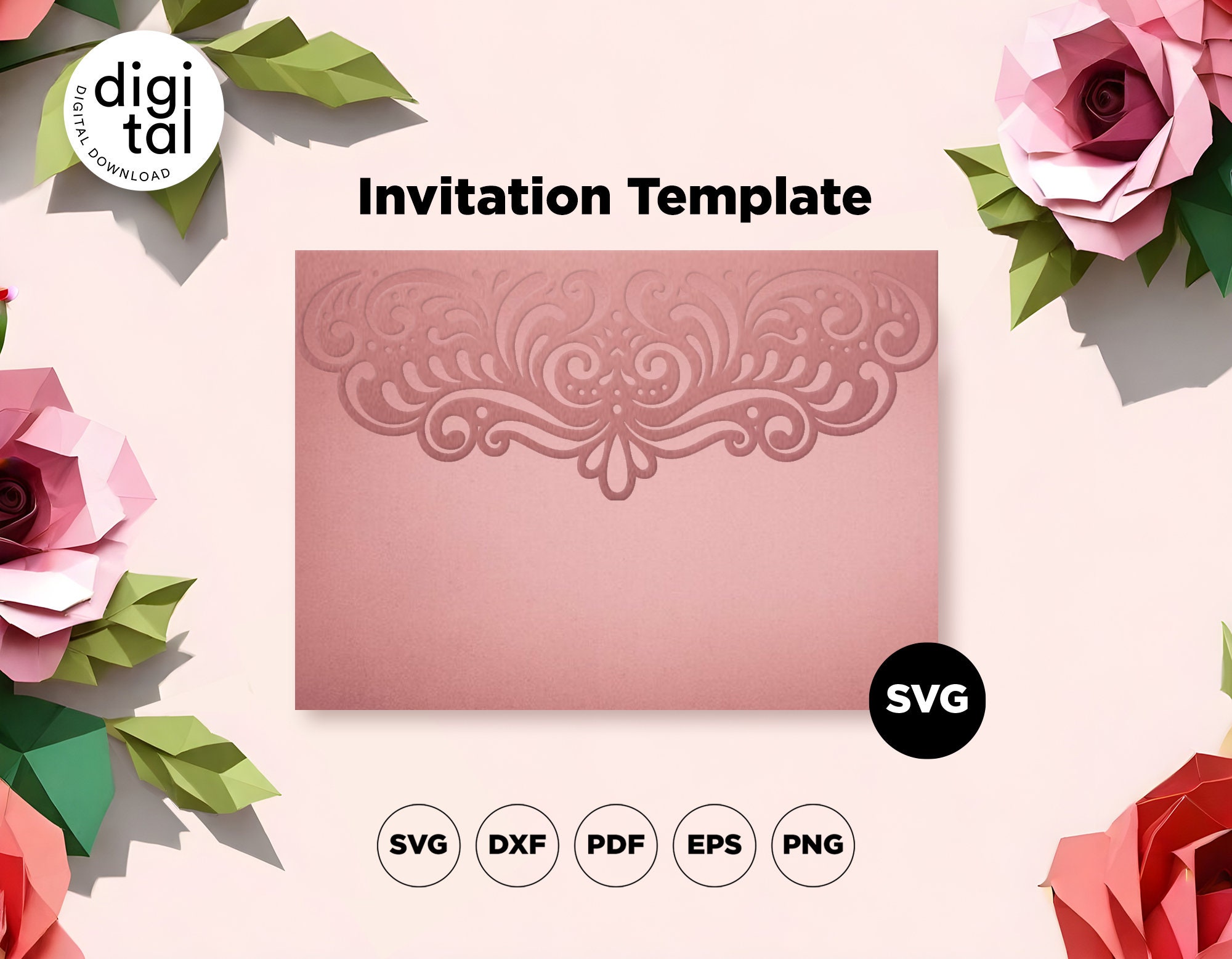 Tri-fold 5x7'' Invitation Template - SVG, Ai, Eps, Pdf, Weddind SVG ...