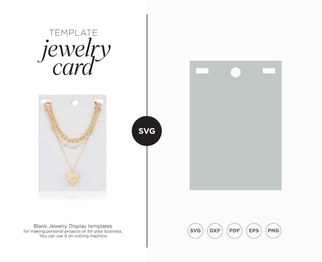 Jewelry Display Card SVG, Jewelry Hang Tag Packaging, Necklace and ...