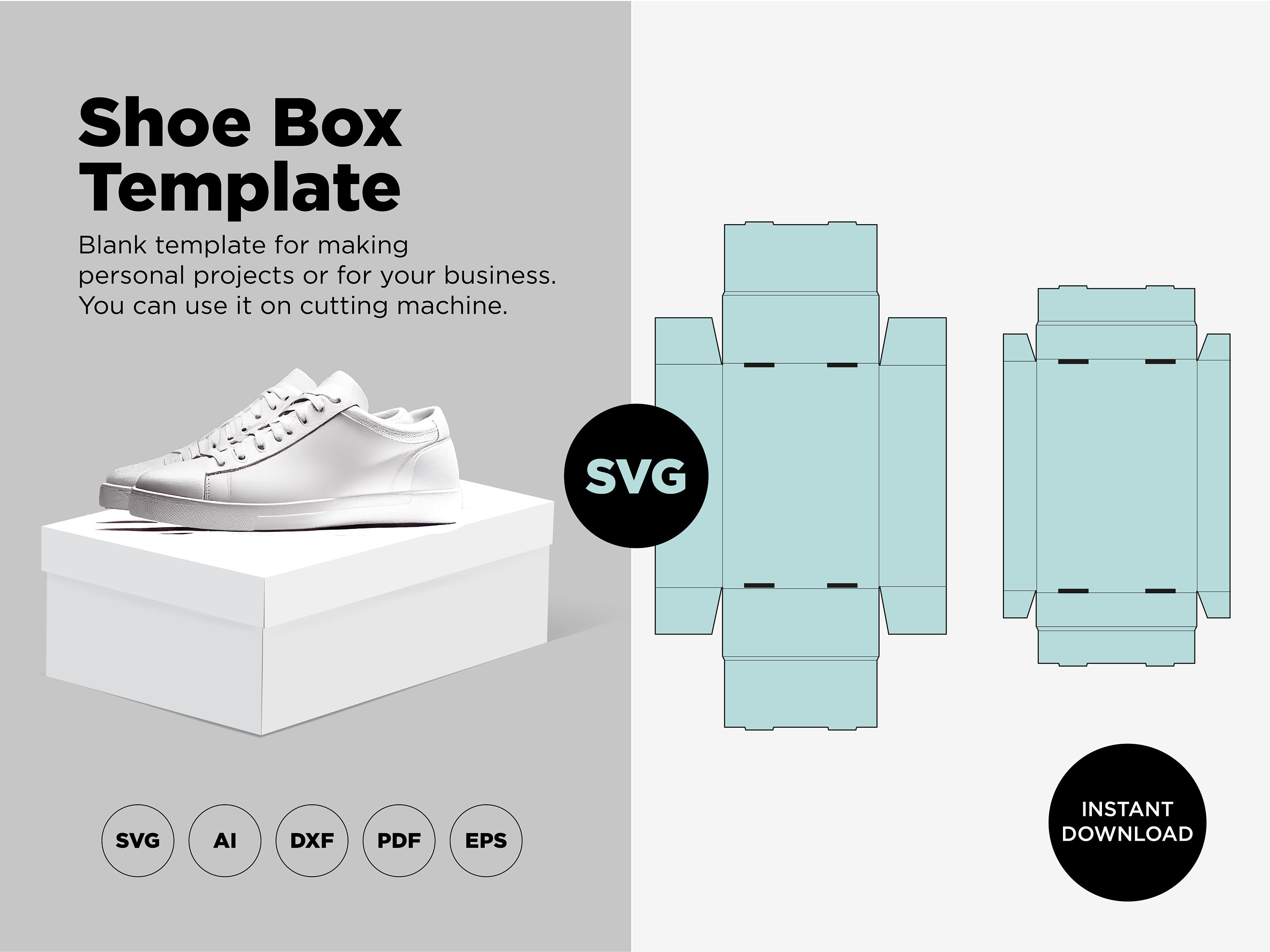 Sneaker Shoe Box SVG, Shoebox Template, Cricut or Silhouette Cut File ...
