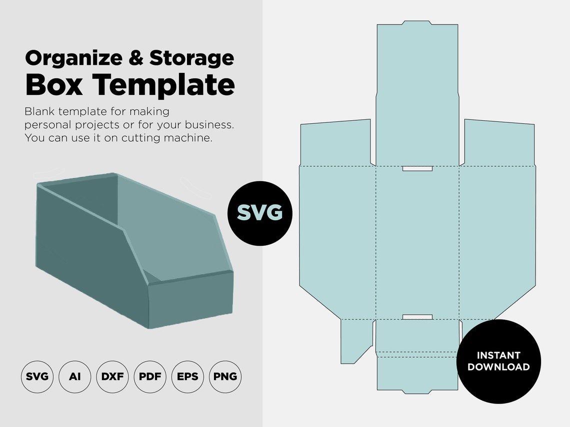 Organize Box With Svg Template, Storage Box Svg, Box Svg, Cricut Cut ...