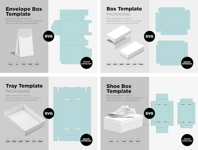 SVG Bundle, 14 Templates Cut Files Bundle, SVG Packaging, Gift Box ...