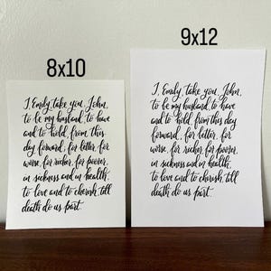 Handlettered Wedding Vows - Etsy