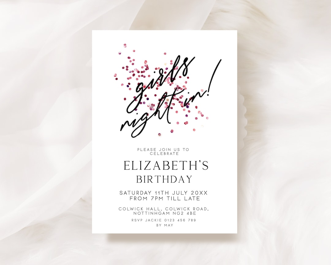 Editable Girls Night in Invitation Printable Party Template Spa Pamper ...
