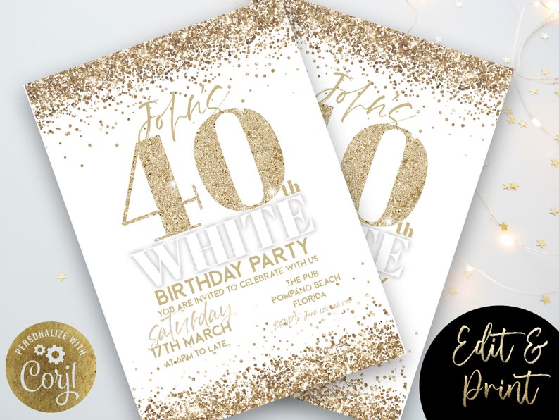 All White Party Invitation Bling Bling All White Birthday | Etsy