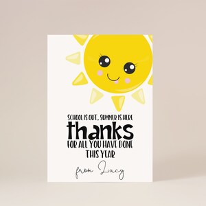 Editable Summer Teacher Appreciation Note Kids Schools Out Summer is ...