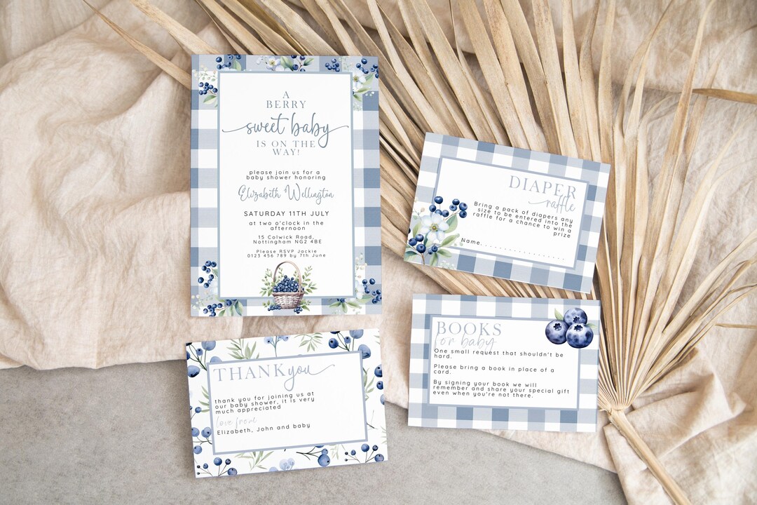 Blueberry Baby Shower Bundle, Editable Invitation, Books for Baby ...
