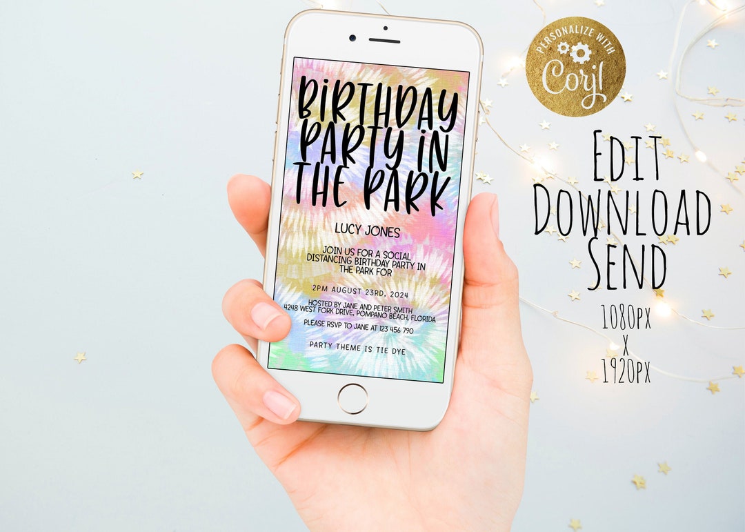 Paperless Electronic Party in the Park Birthday Invitation Social ...
