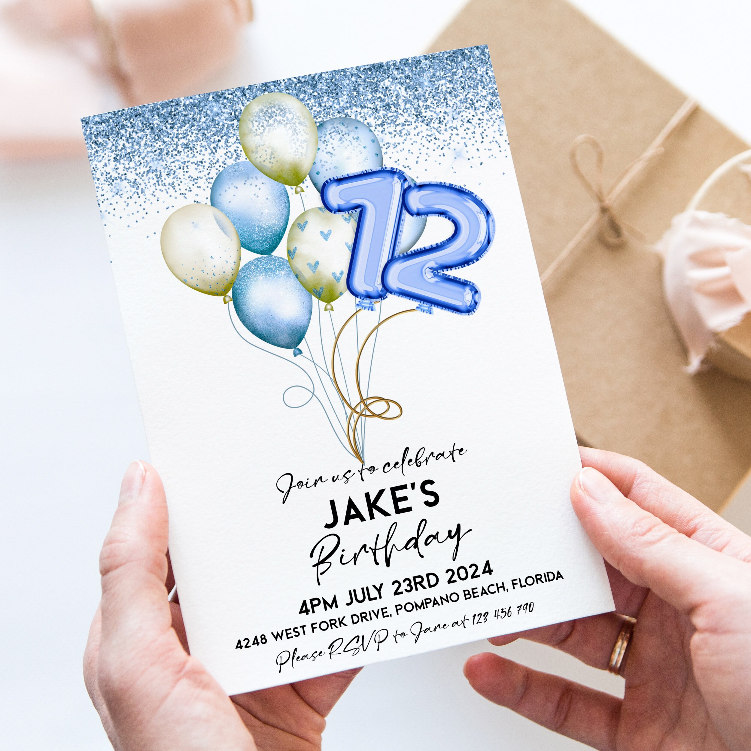 12th Birthday Invitation Balloon Editable Printable Invite - Etsy