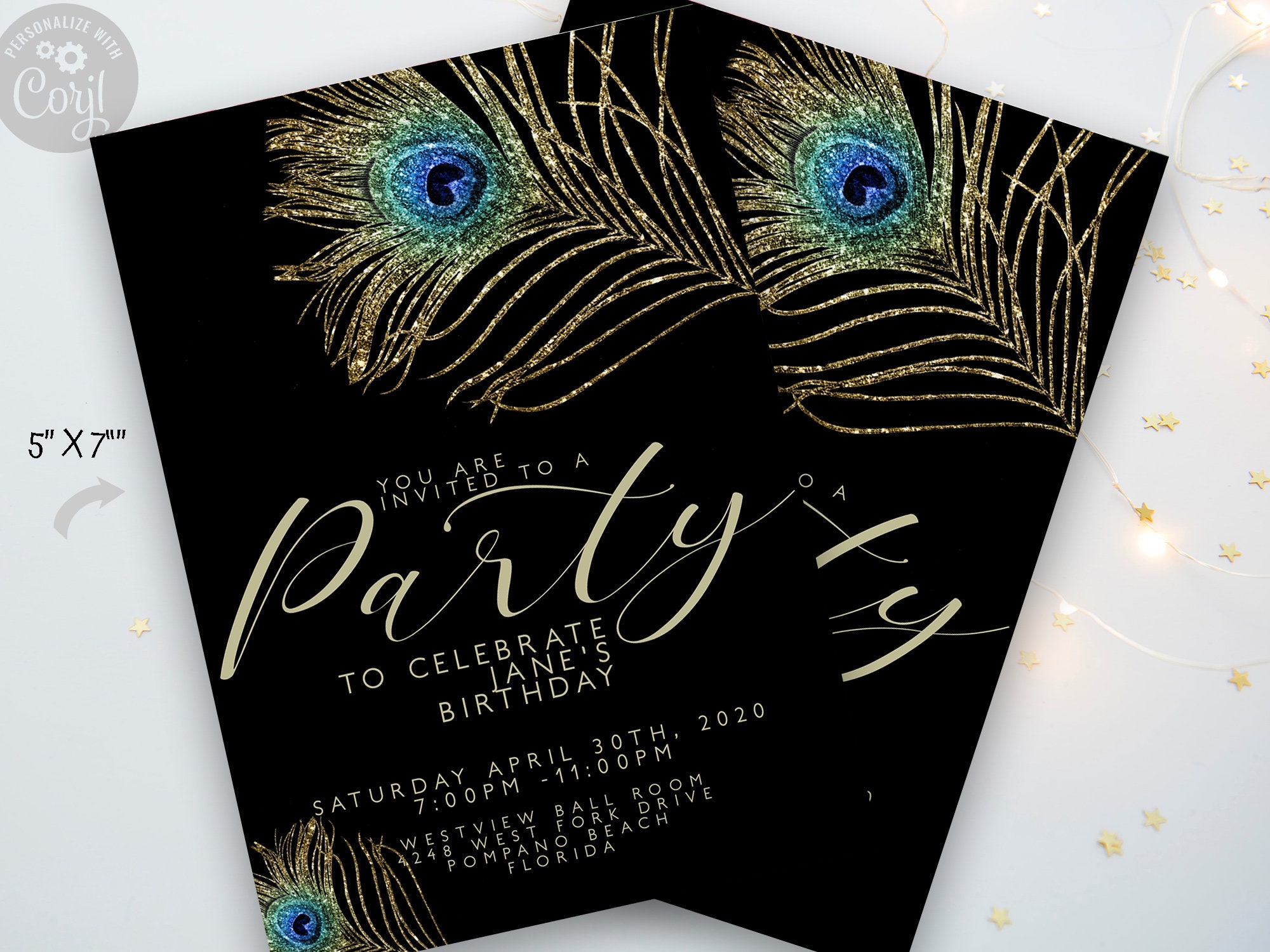 Peacock Feather Invitation Template