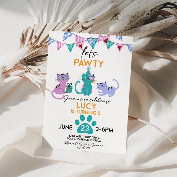 Cat Invitation - Etsy