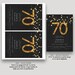 70th Birthday Invitation Editable Template Black Gold Simple Elegant ...
