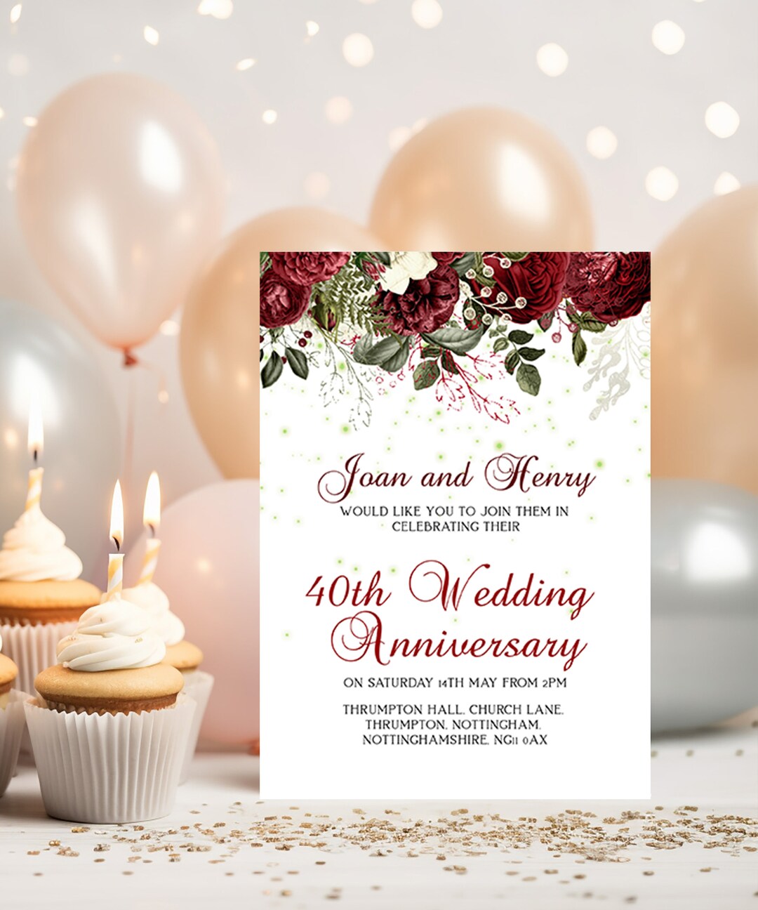 40th Ruby Wedding Anniversary Invitation 0054 Instant Download ...