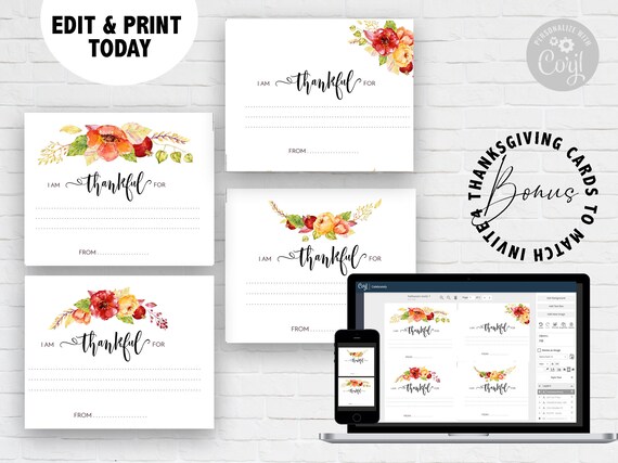 Editable Thanksgiving Pumpkin Thankful Cards Pumpkin fall Thanksgiving ...