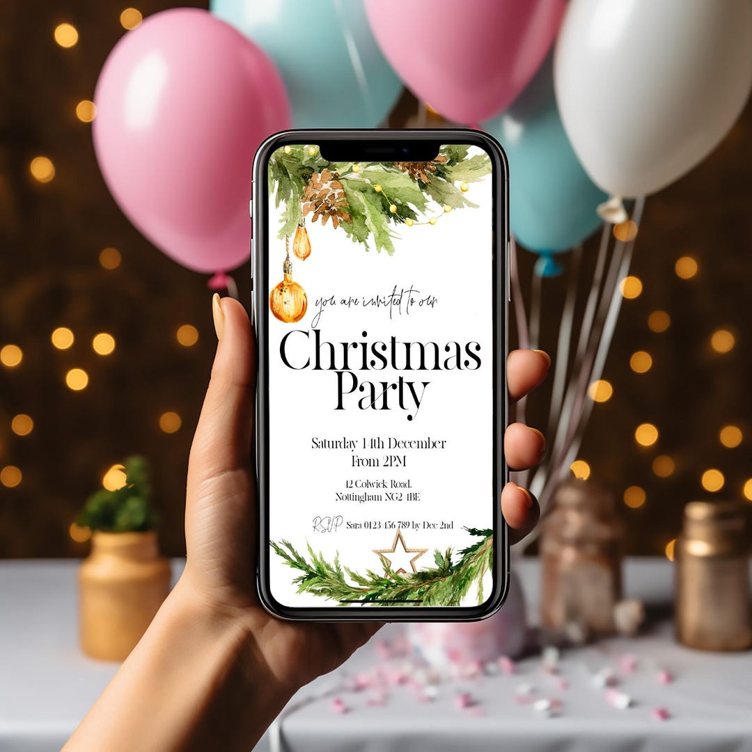 Paperless Christmas Party Invitation Digital Electronic Holidays Invite ...