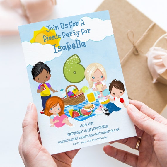 6th Birthday Editable Birthday Picnic Invitation Picnic Party Outside ...