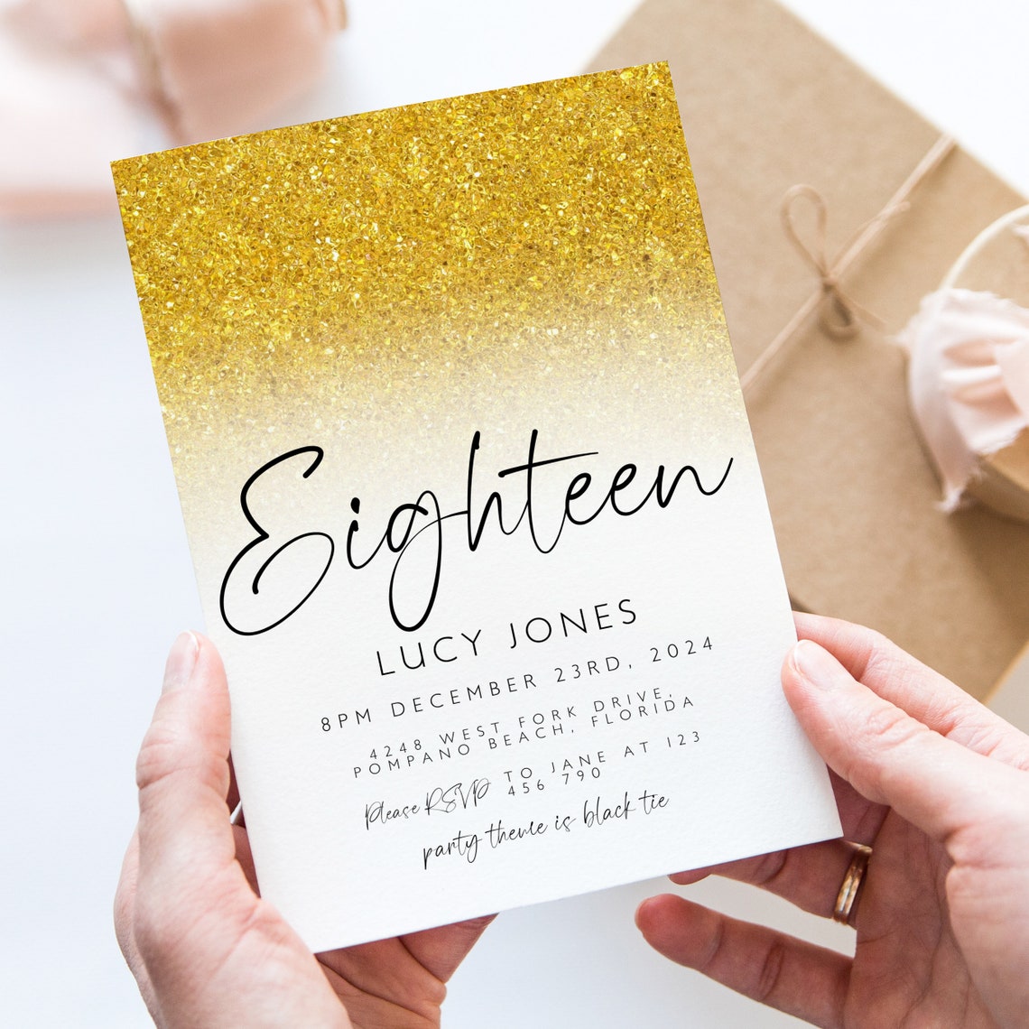 Editable 18th Birthday Party Invitation 18th Invite Gold and - Etsy