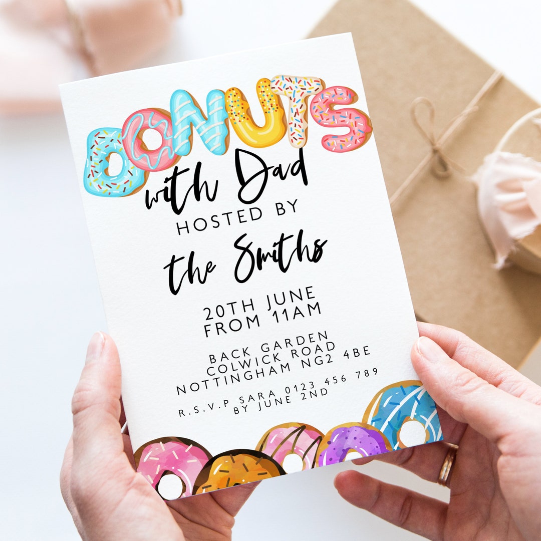 Donuts With Dad Fathers Day Invitation Donut Invite Instant Download ...