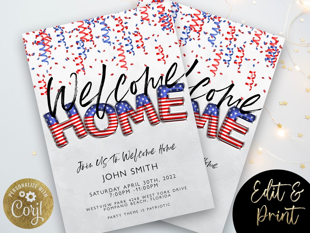 Welcome Home Invitation Military Welcome Invite Homecoming Party Invite ...