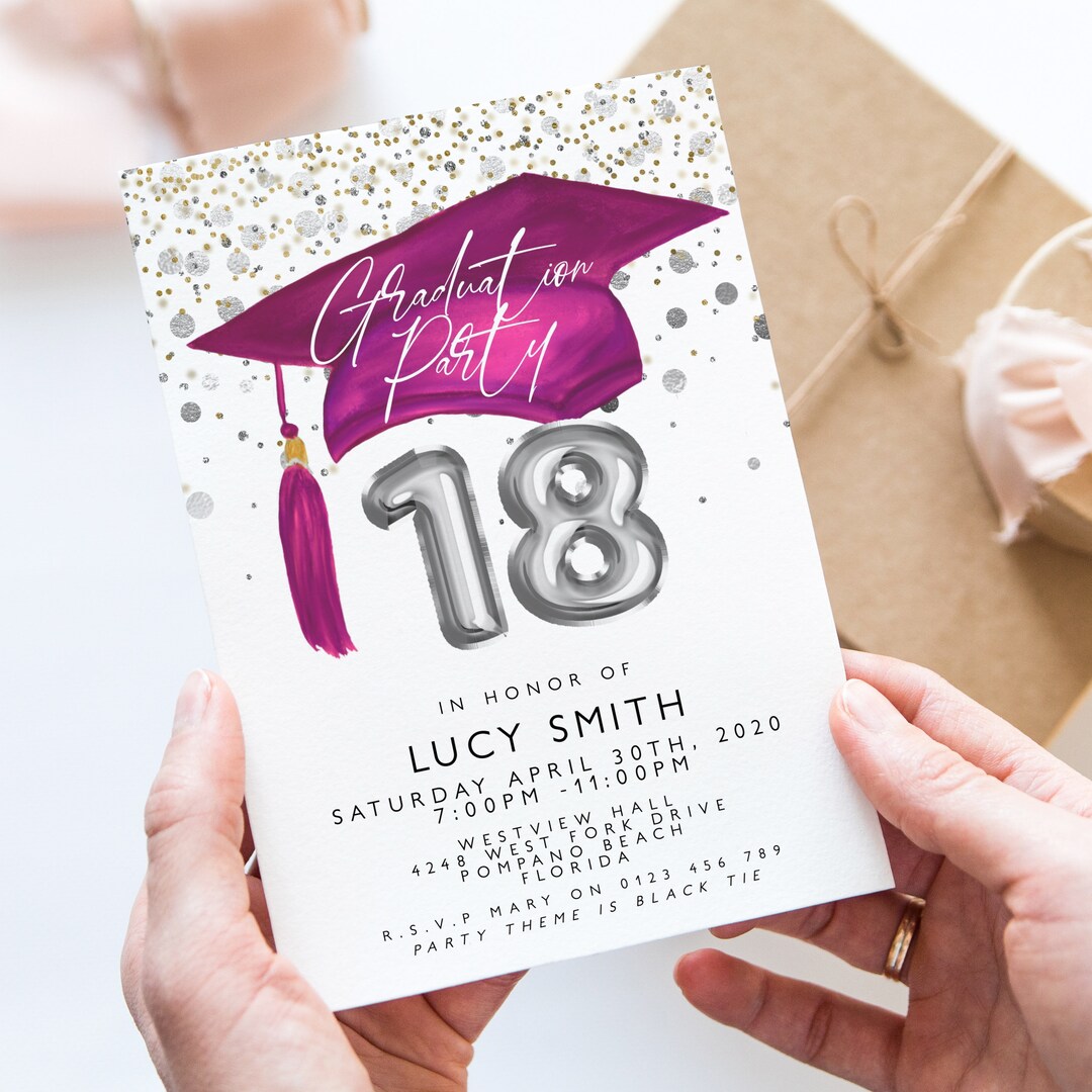 Graduation 18th Party Invitation Template Senior Graduation ...