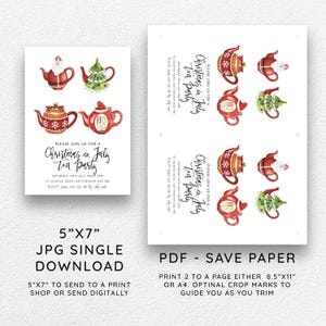 Christmas in July Tea Party Invitation Holiday Tea Party Invitation ...