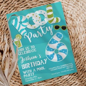6th Birthday Editable Pool Party Invitation for Boys Summer Party ...