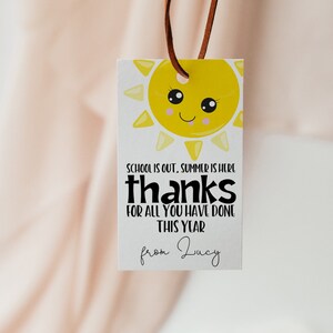 Editable Summer Teacher Appreciation Gift Tag Kids Schools Out Summer ...