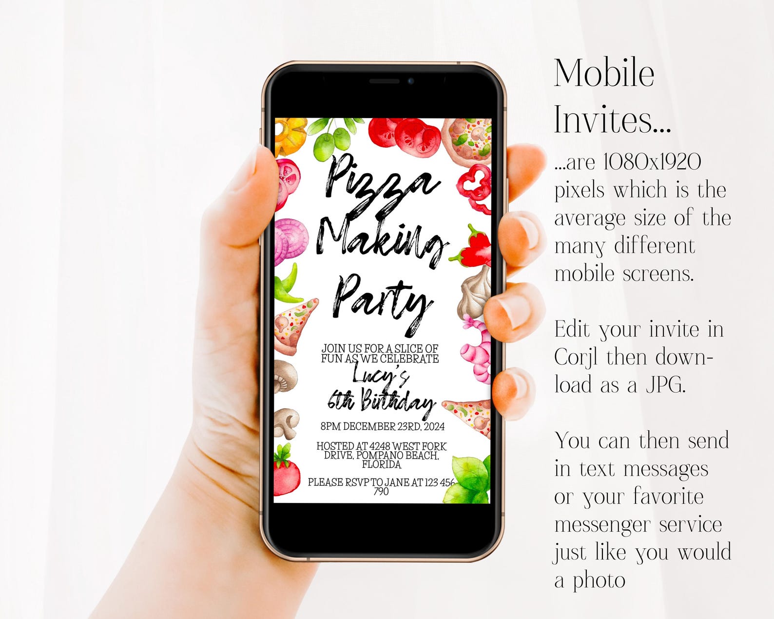 Paperless Pizza Making Party Invitation Electronic Editable Template ...