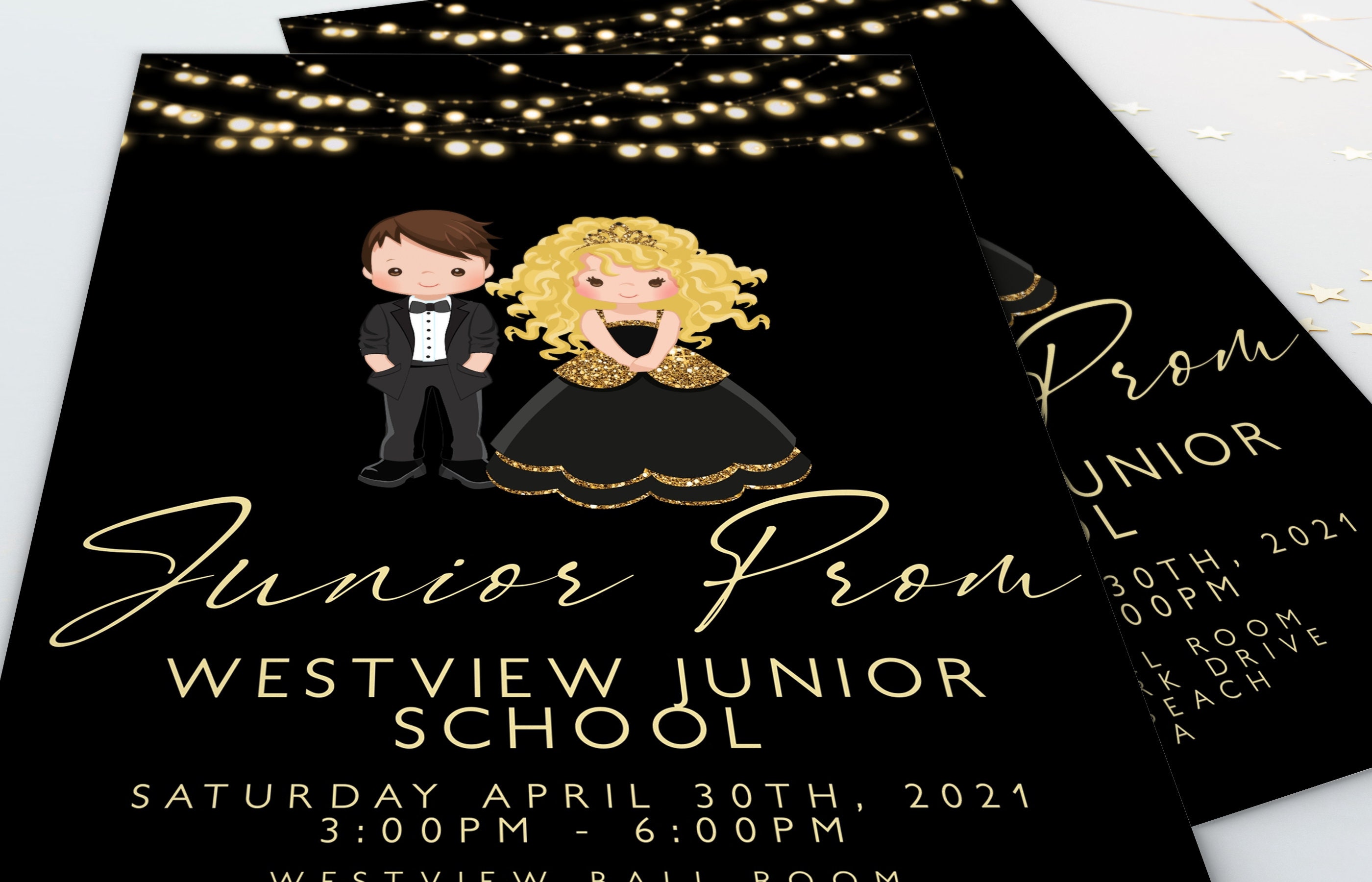 Junior Prom Invitations Junior Event Invite Gold Printable - Etsy UK