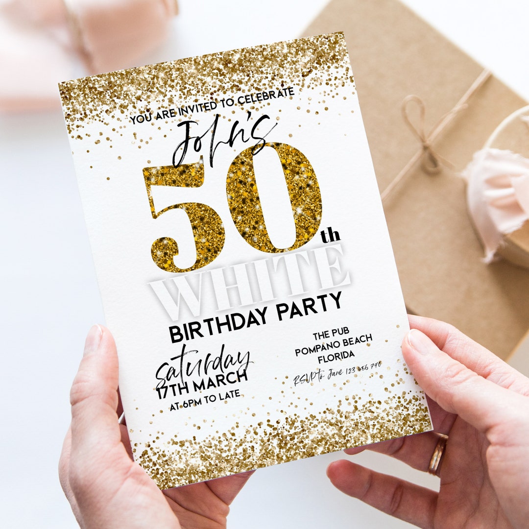 All White Party Invitation Bling Bling All White Birthday Bash All ...