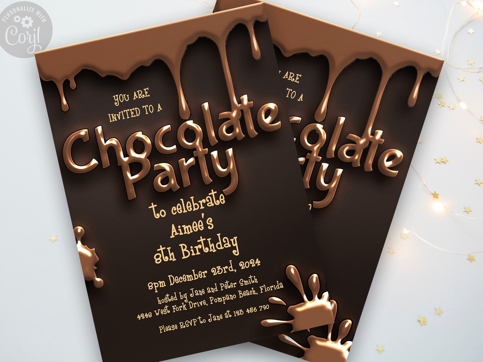 Chocolate Party Invitation Chocolate Desserts Birthday - Etsy UK