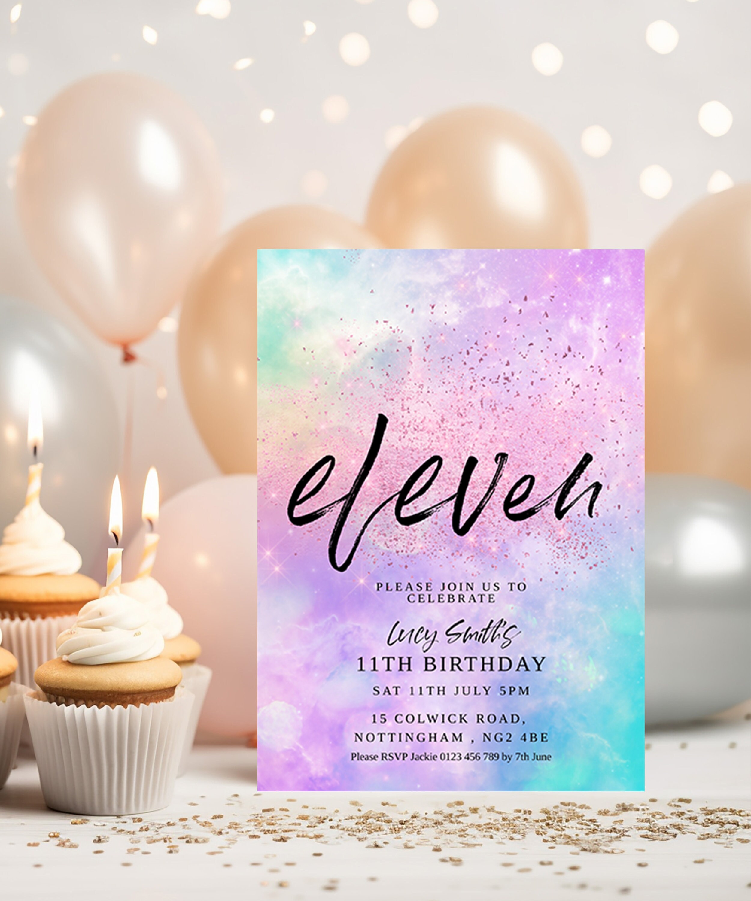 Cute Girl 11th Birthday Invitation Ideas