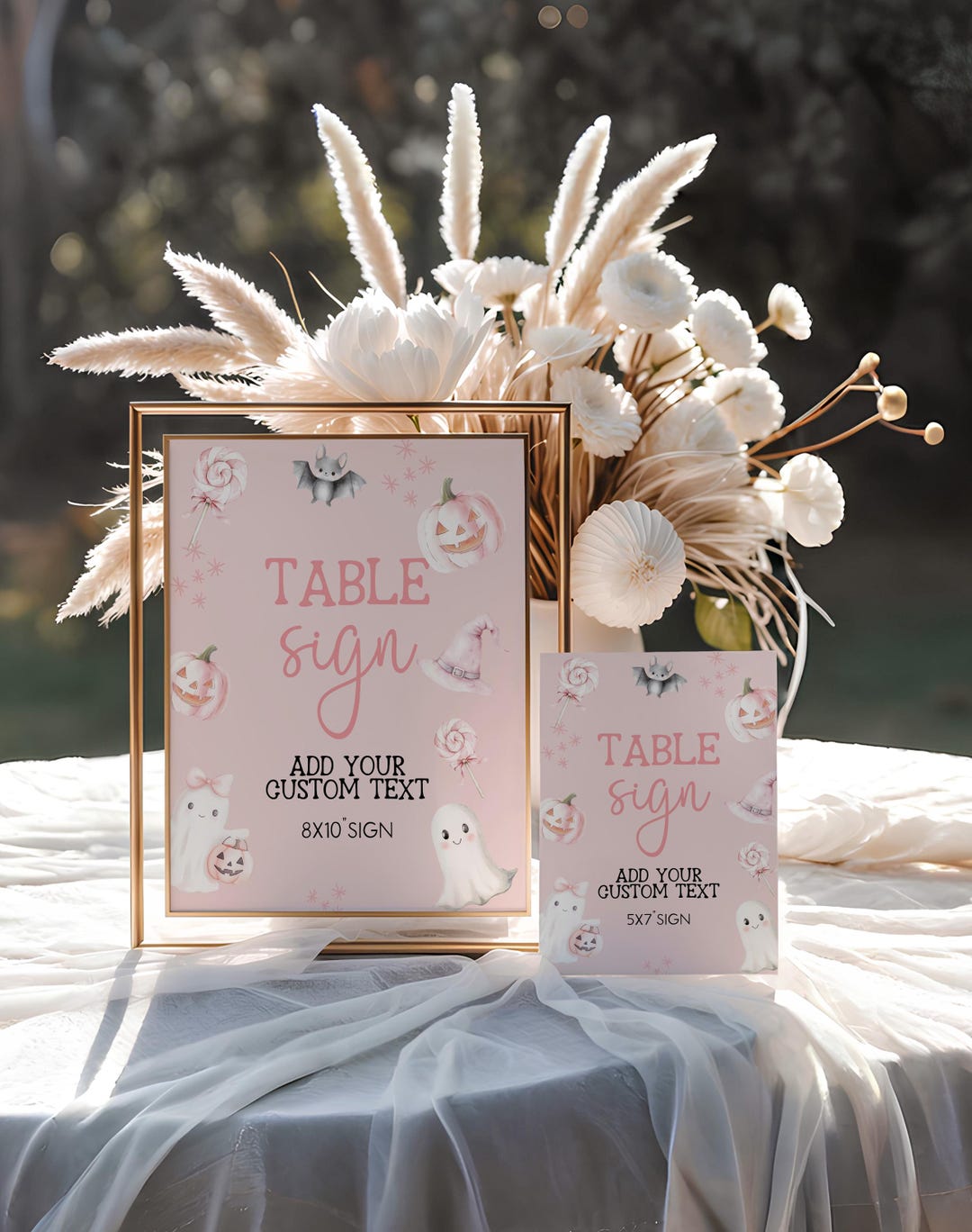 Pink Halloween Sign Editable Table Sign: Pastel Ghost Design - Baby ...