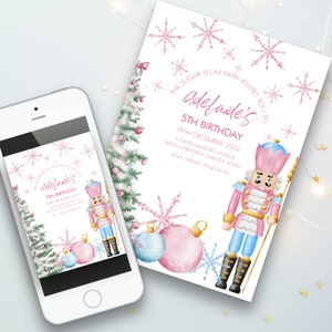 Pink Nutcracker Birthday Invitation Christmas Birthday Invite Download ...