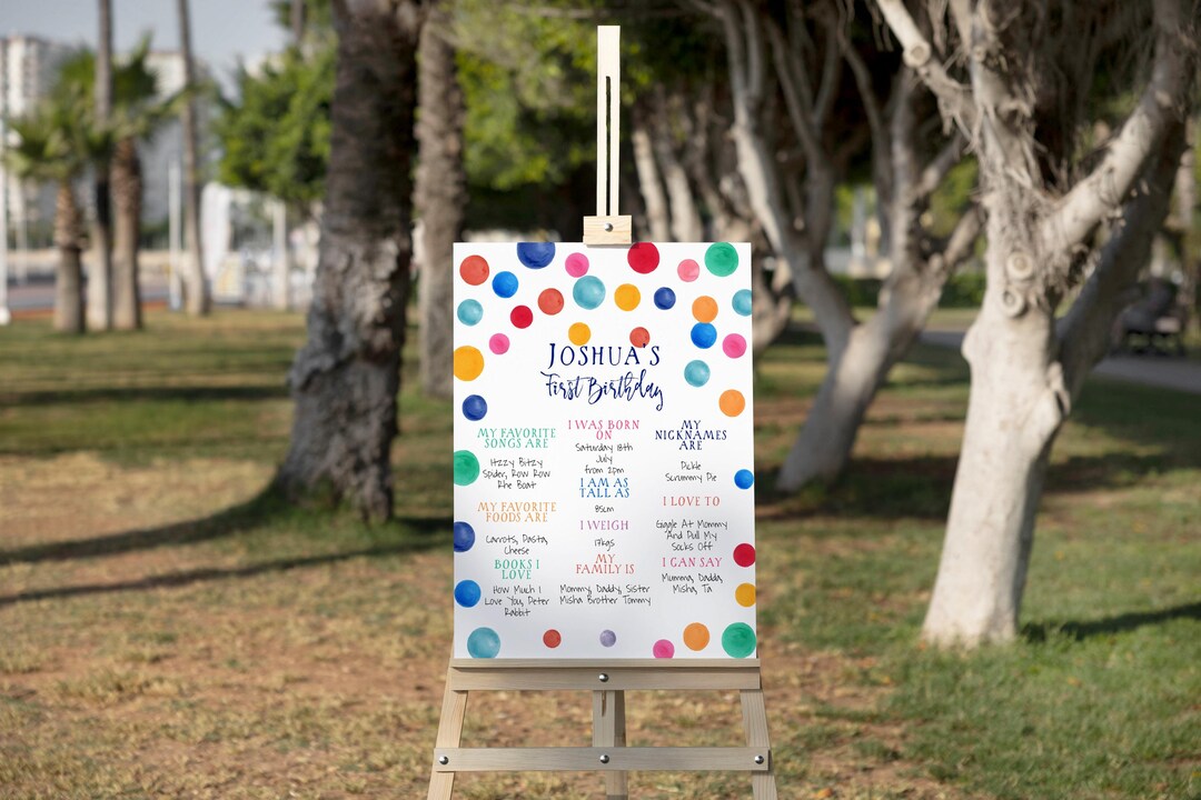 Birthday Milestone Sign, Bright Dots Party, Baby Milestones Printable ...