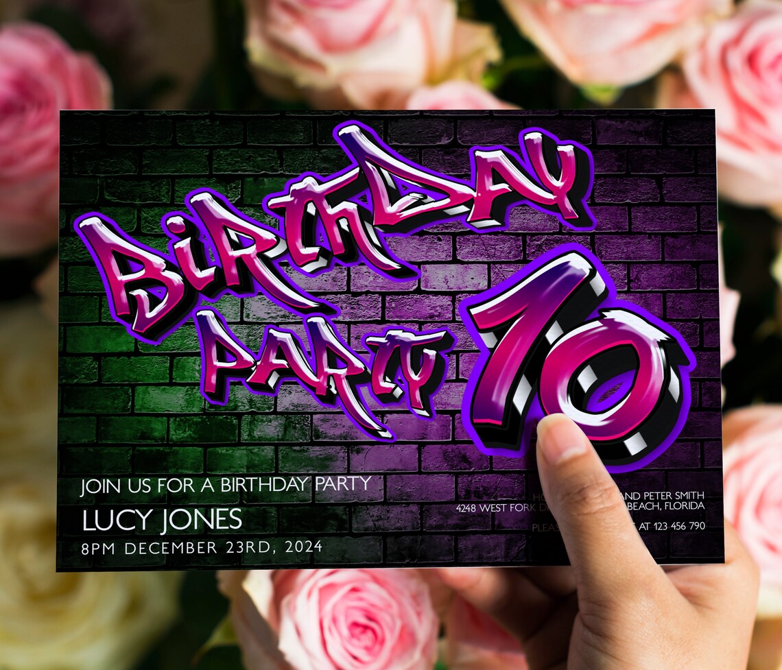 Graffiti Party Invitation Printable Graffiti Birthday Invite | Etsy