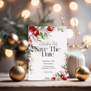Save the Date Christmas Party Invitation Editable Template Holiday ...